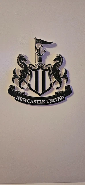 NEWCASTLE UNITED LOGO crest sign 3d printed BLACK AND WHITE 165mm £9.56 ...