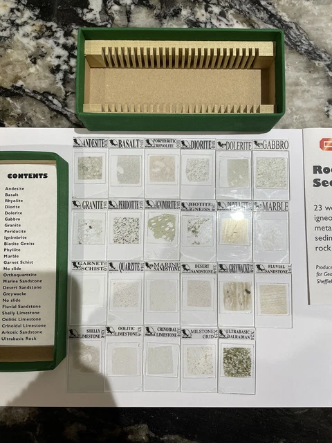 23 GEOLOGICAL MICROSCOPE Slides Rock Sections Igneous Metamorphic ...