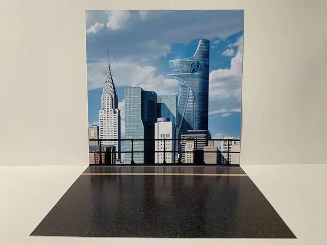 CUSTOM AVENGERS TOWER ikea detolf 12" & 1/6th scale diorama backdrop ...