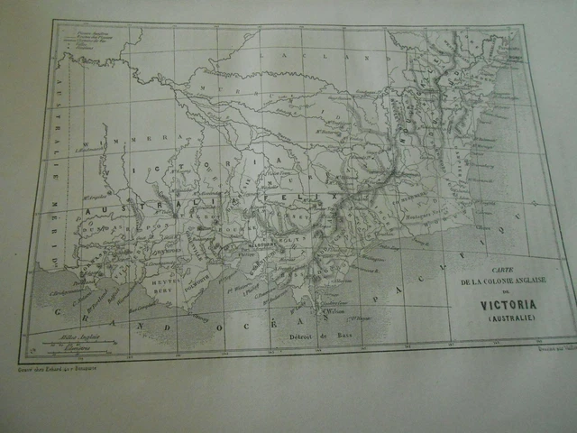 GRAVURE 1861 - Carte de la colonie Anglaise de Victoria Australie EUR 4 ...