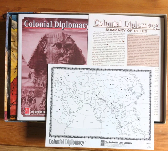 RARE COLONIAL DIPLOMACY Board Game (Avalon Hill) COMPLETE Vintage w ...