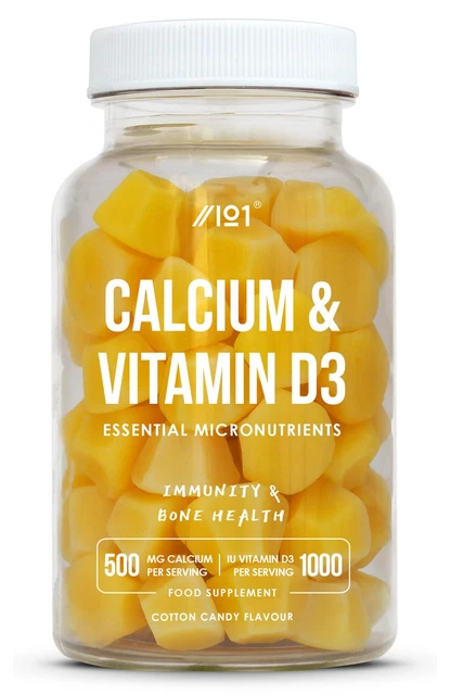 VITAMIN D3 CALCIUM Gummies - 1000IU 1 count (Pack of 60), Cotton Candy ...