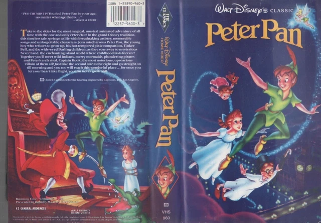 BLACK DIAMOND THE Classics Walt Disney's Peter Pan Large Case Vhs Video ...