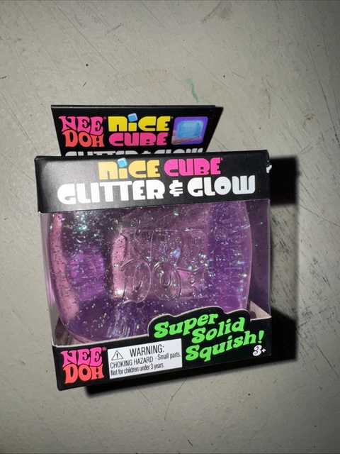 NEEDOH NICE CUBE Glitter and Glow Nee Doh Squishy Ice Cube PURPLE £18. ...