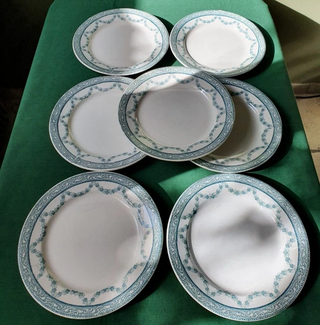 FAÏENCE ANCIENNE (1930) Moulin des Loups & Hamage "Pépita" 7 Assiettes ...