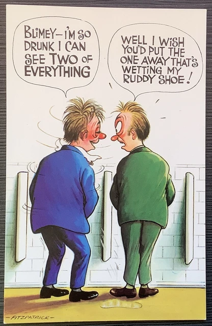 SAUCY BAMFORTH COMIC Postcard 1970s Drunks Toilet Humour I Can See Two ...