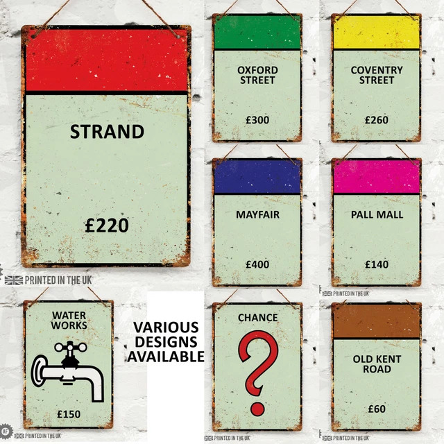 MONOPOLY STREET UK Edition Metal Wall Sign. Pub Bar Kitchen Home ...