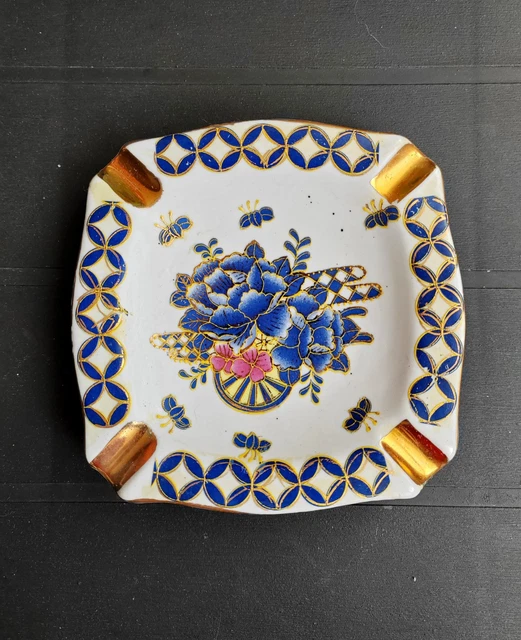 CENDRIER VINTAGE, VIDE poche style porcelaine motifs fleurs EUR 1,00 ...