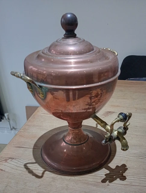COPPER SAMOVAR TEA urn watertight and working brass tap 33 cm tall £30. ...