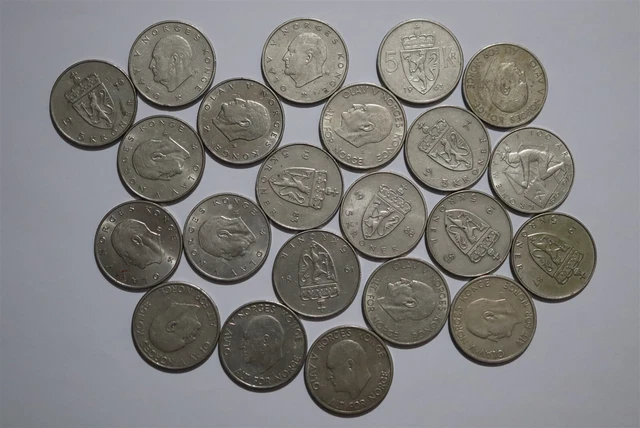 🧭 🇳🇴 NORWAY 5 Kroner Massive Coin Collection B53 #64 Ye49 $95.14 ...