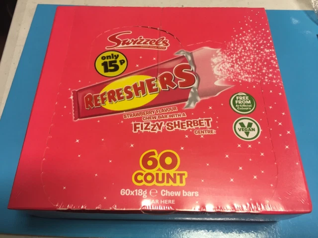 SWIZZELS STRAWBERRY REFRESHERS Chew Bars Full Box Of 60 £10.99 ...