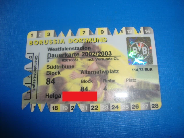 2002 TICKET DAUERKARTE Borussia BVB Dortmund Eintrittskarte Sammler ...