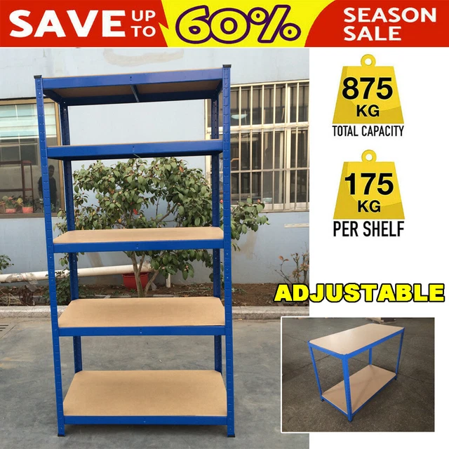 HEAVY DUTY METAL Shelving Racking Work Bench Blue Table for Workshop ...