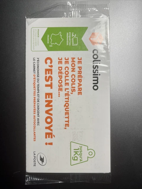 CARNET DE 2 étiquettes prépayées Colissimo Jusqu’à 1kg Neuf Sous ...