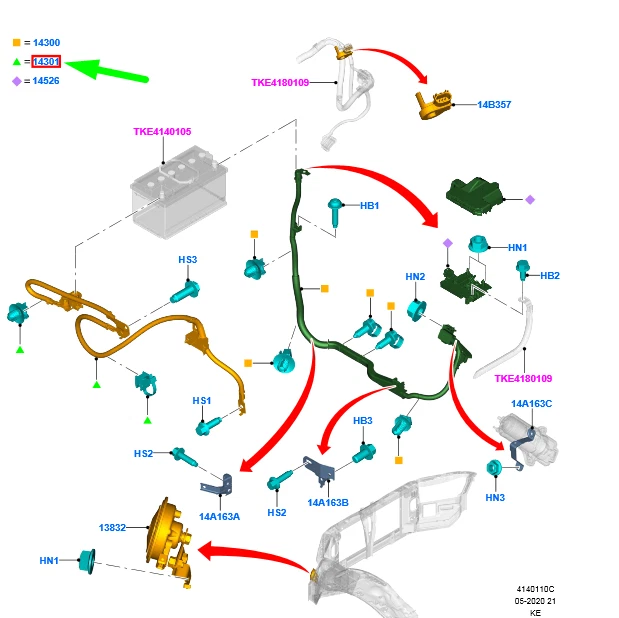 FORD RANGER T6 MK1 Battery To Earth Cable Assy HB3T-14301-PA 2130795 ...