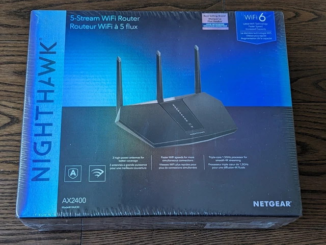 NEW NETGEAR NIGHTHAWK AX5 5-Stream AX2400 WiFi 6 Router RAX30-100CNS ...