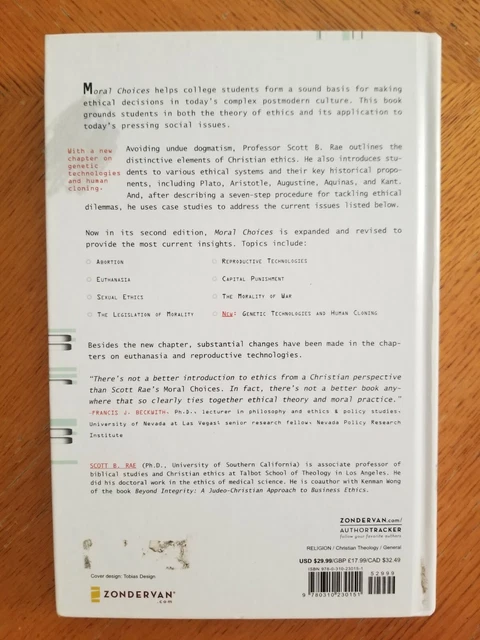 MORAL CHOICES AN Introduction To Ethics, Scott B. Rae £4.49 - PicClick UK