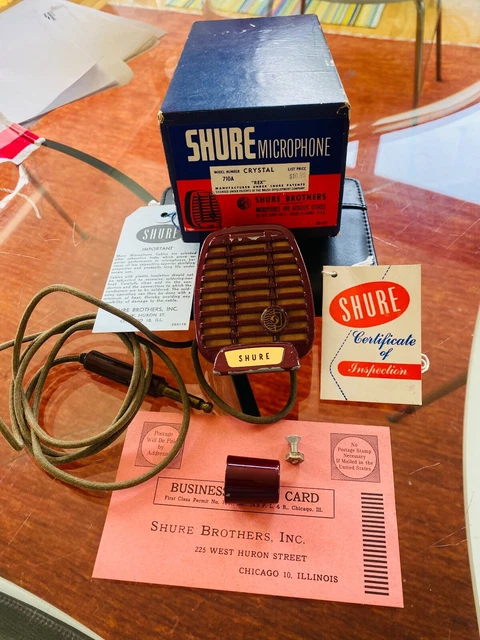 WOW !!!VINTAGE 1950'S Shure 710A "Rex" crystal microphone WITH ORIG ...