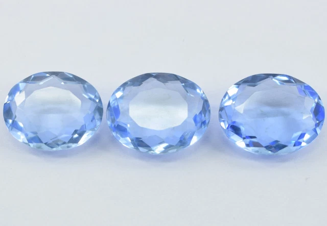 CERTIFICATO NATURALE TOPAZIO Blu Ovale Forma Loose 3 Pezzi Gemma Lotto ...