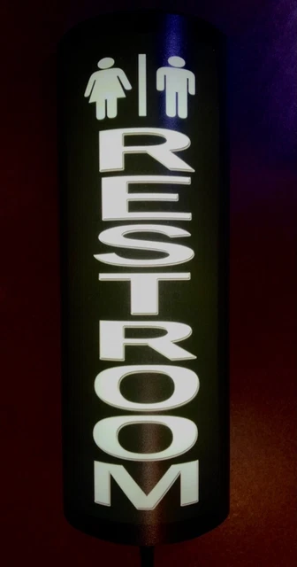 RESTROOM SIGN LED lighted VERTICAL MENS/LADIES RESTROOMS WALL SCONCE ...