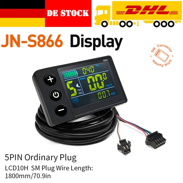 E-BIKE LCD DISPLAY 24V 36V 48V 60V S866 Power Speed Meter Panel ...