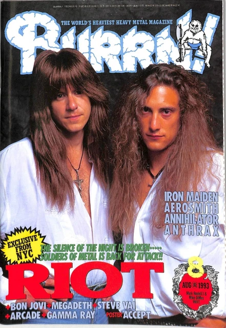 BURRN! MAGAZINE ISSUE #8 August 1993 Riot Cover Heavy Metal Japan £50. ...