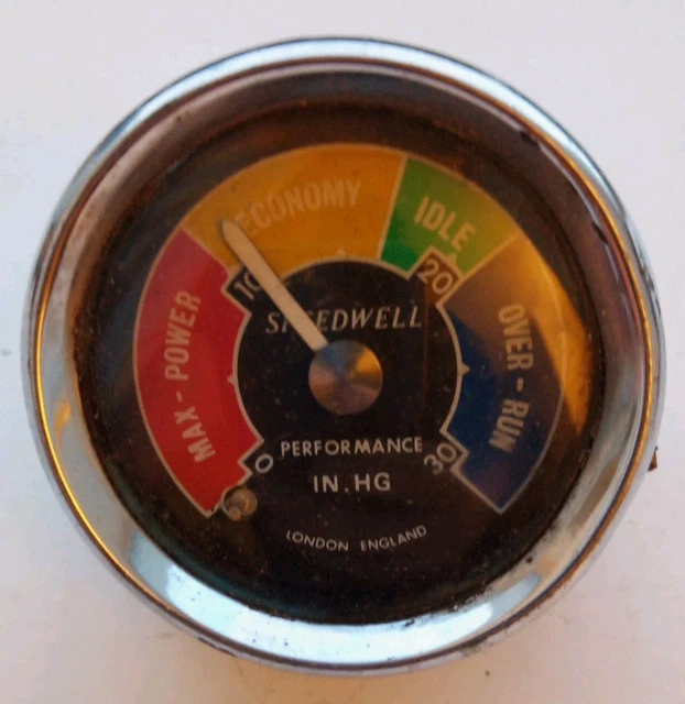 CLASSIC MINI COOPER S Nos Speedwell Vacuum Performance Gauge Dial Rare ...