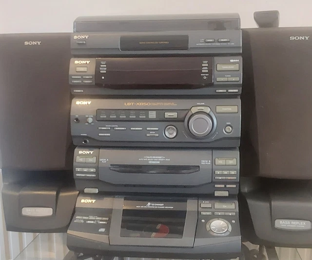 SONY LBT-XB50 HI-FI Stereo System 5 Cd Changer Turntable Remote Control ...
