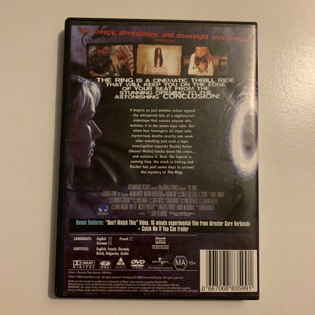 THE RING (DVD, 2002) Martin Henderson, Naomi Watts. Horror Movie ...