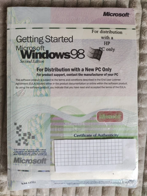 MICROSOFT WINDOWS 98 SECOND EDITION FULL OPERATING SYSTEM WIN 98 (HP PC ...