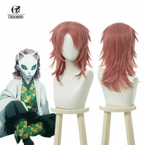 DEMON SLAYER KIMETSU no Yaiba Sabito Cosplay Wig Pink Medium Party ...