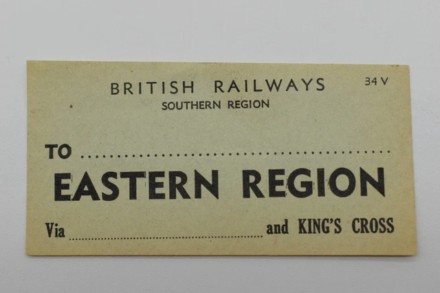 BRITISH RAILWAY LUGGAGE Label Blank EASTERN REGION Via King's Cross £1. ...