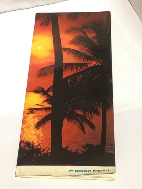 BOAC FIRST CLASS menu CARIBBEAN SUNSET image LON CAI NBO MRU Mar 1971 ...