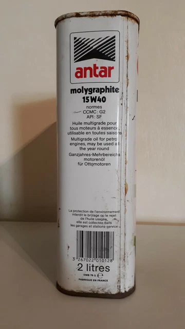 BIDON ANTAR VIDE HUILE MOLYGRAPHITE15W40 pompe essence oil esso shell ...