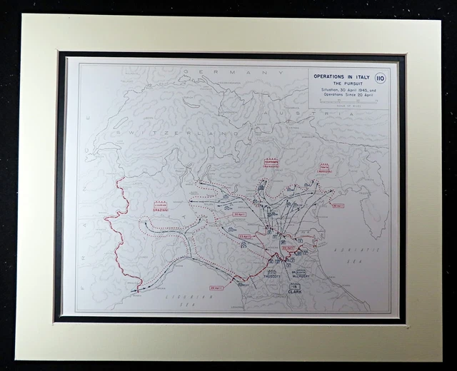 WW2 MAP WAR Operations Italy Allied Forces April 1945 Northern Italian ...