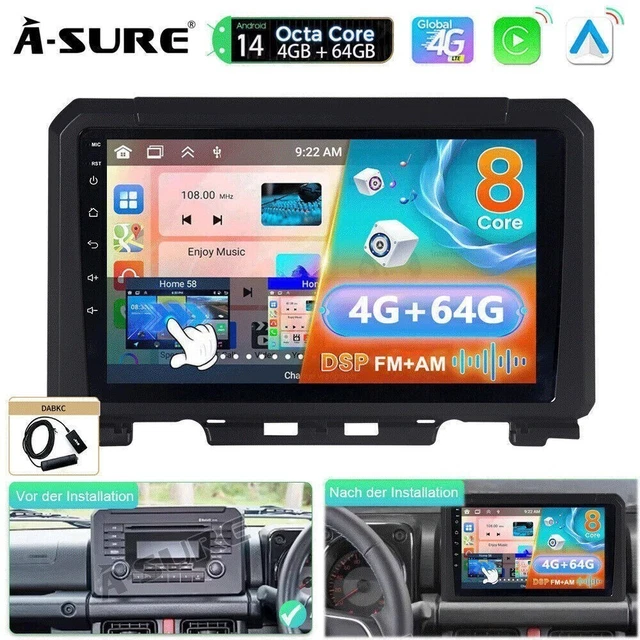 DAB+ ANDROID 14 Autoradio Carplay DSP FM RDS GPS Navi Für Suzuki Jimny ...