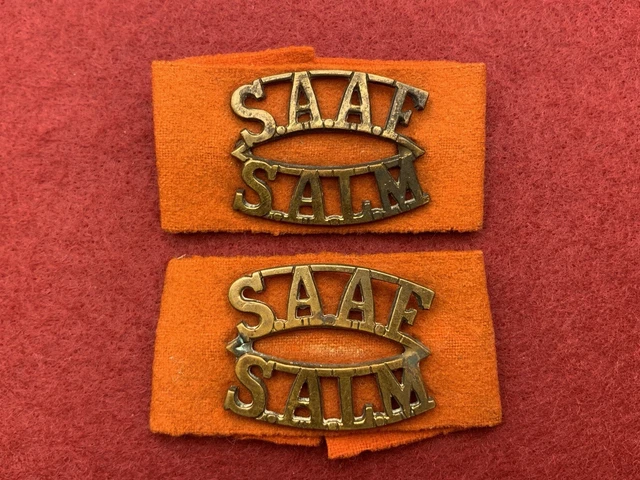 WW2 ORIGINAL SOUTH AFRICAN AIR FORCE (SAAF) Shoulder Title Badge ORANGE ...