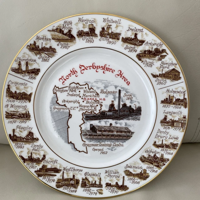 NORTH DERBYSHIRE AREA Coal Mining Edwardian China Commemorative Plate £ ...