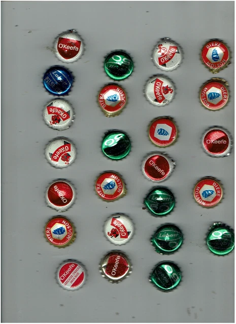 LOT 25 BEER bottle caps/bouchons de bieres, Labatt 50/Pilsener, OKeefe ...