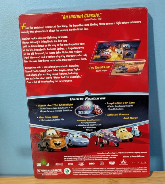 DISNEY PIXAR CARS (2006, DVD) SteelBook Widescreen $17.87 - PicClick CA