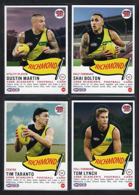 2024 AFL TEAMCOACH "1966 Scanlens" Die-Cut - Richmond Tigers (4 Card ...