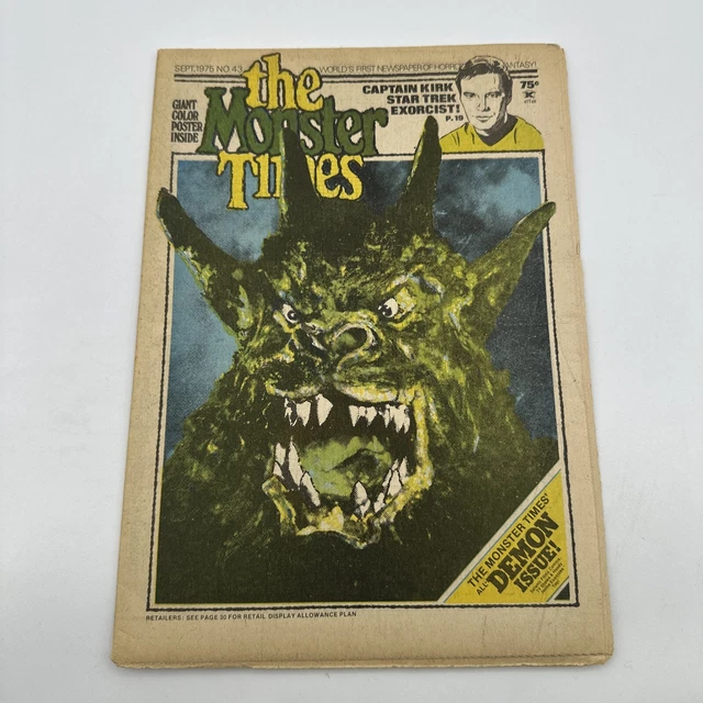 THE MONSTER TIMES Magazine Newspaper Vol. #1 Issue #43 SEPT 1975 DEMON ...