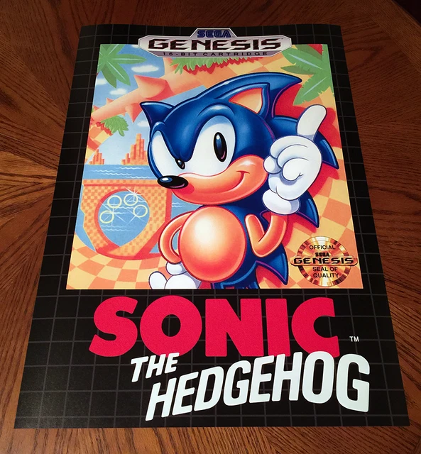 SONIC THE HEDGEHOG Sega Genesis box case art retro video game 24 ...