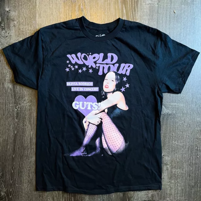 Olivia Rodrigo Official 2024 Guts World Tour Merch T Shirt Noir Taille