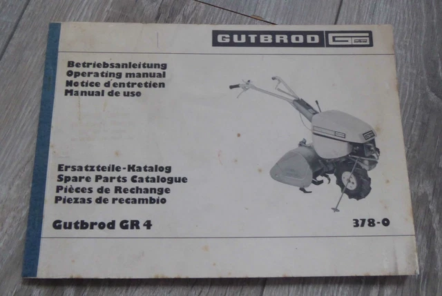 GUTBROD SINGLE-AXLE GR4 operating instructions + spare parts list £39. ...