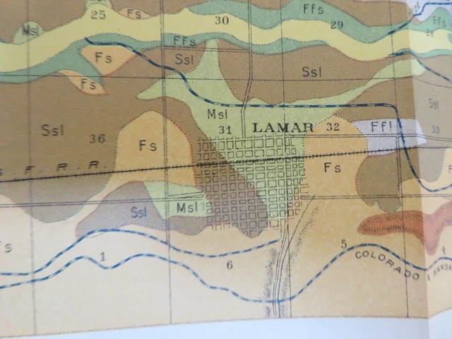 1902 ANTIQUE MAP Colorado Lamar Prowers Fort Lyon Canal 28 X 17" #8802 ...