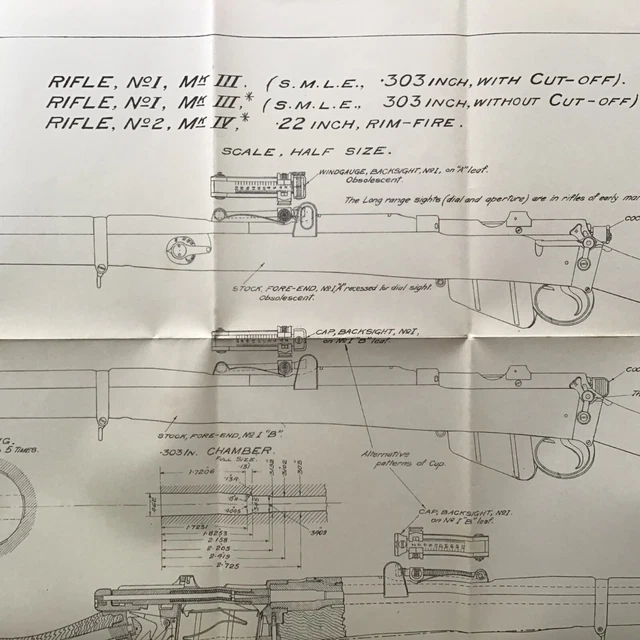 ORIGINAL WW2-ERA BRITISH ARMY ARMOURERS DIAGRAM: RIFLES, No.I, Mks III ...