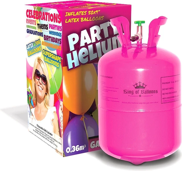 KING OF BALLOONS Helium Gas Canister - fill upto 50 x 9′′ or 14 Foil ...