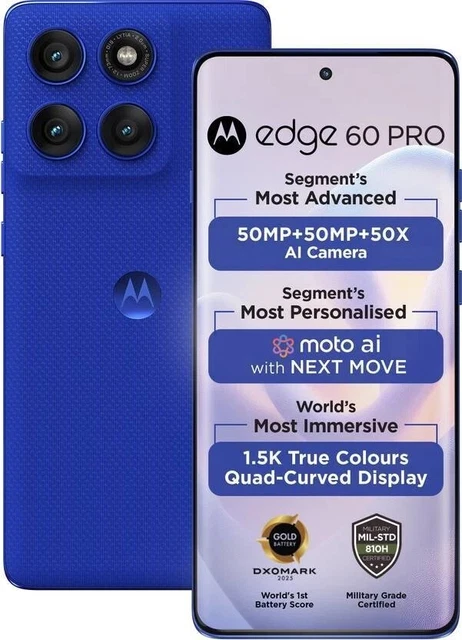 MOTOROLA MOTO EDGE 60 Pro 5G - Débloqué en usine double SIM - 16 Go 512 ...