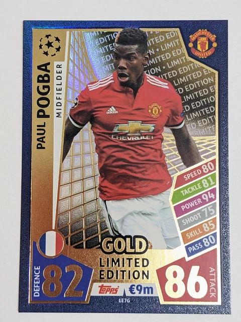 PAUL POGBA MATCH Attax UCL 2017 2018 Gold Limited Edition Manchester ...